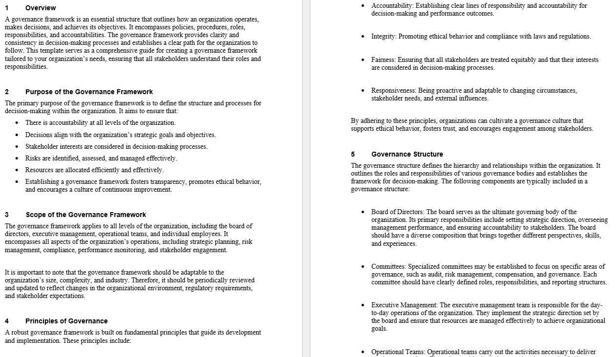 Governance Framework Template (word) PMI APM PRINCE2 - Etsy