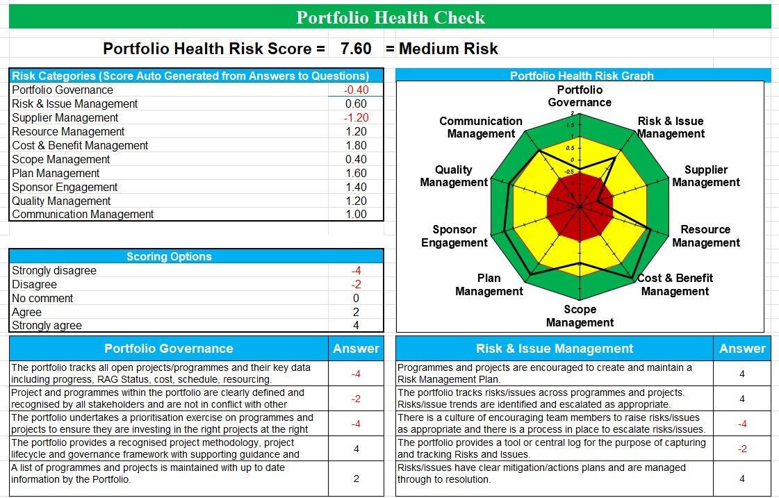 Portfolio Health Check Assessment Tool (excel) PMI APM PRINCE2 - Etsy