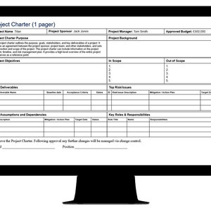 Project Charter PID Tor Brief word PMI APM PRINCE2 - Etsy