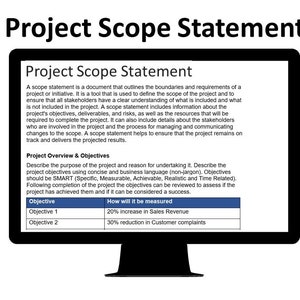 Project Scope Statement word PMI APM PRINCE2 - Etsy