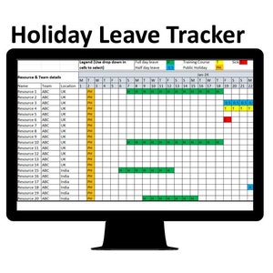Holiday Annual Leave Tracker Employee Holiday Tracker Staff Holiday ...