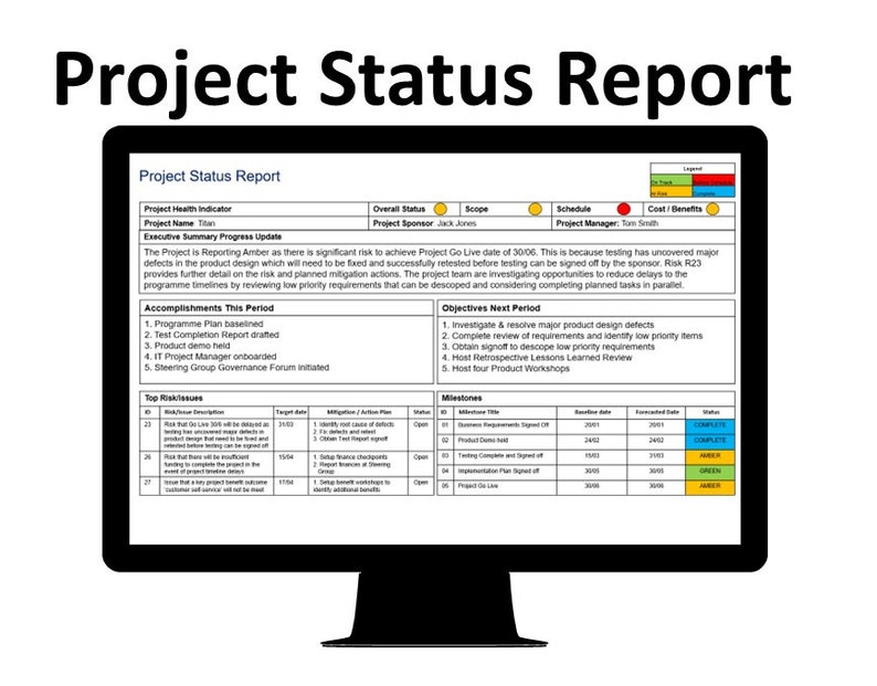 Project Status Report Powerpoint Excel 2 Documents for the Price of 1 ...