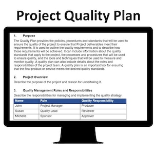 Project Quality Plan word PMI APM PRINCE2 - Etsy