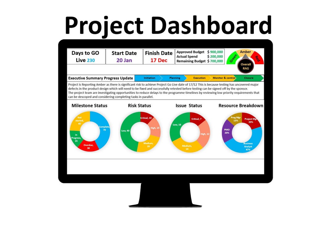 Project Management Dashboard Project KPI Dashboard (powerpoint) - Etsy