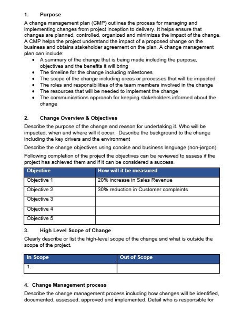 Change Management Plan (word) PMI APM PRINCE2 - Etsy