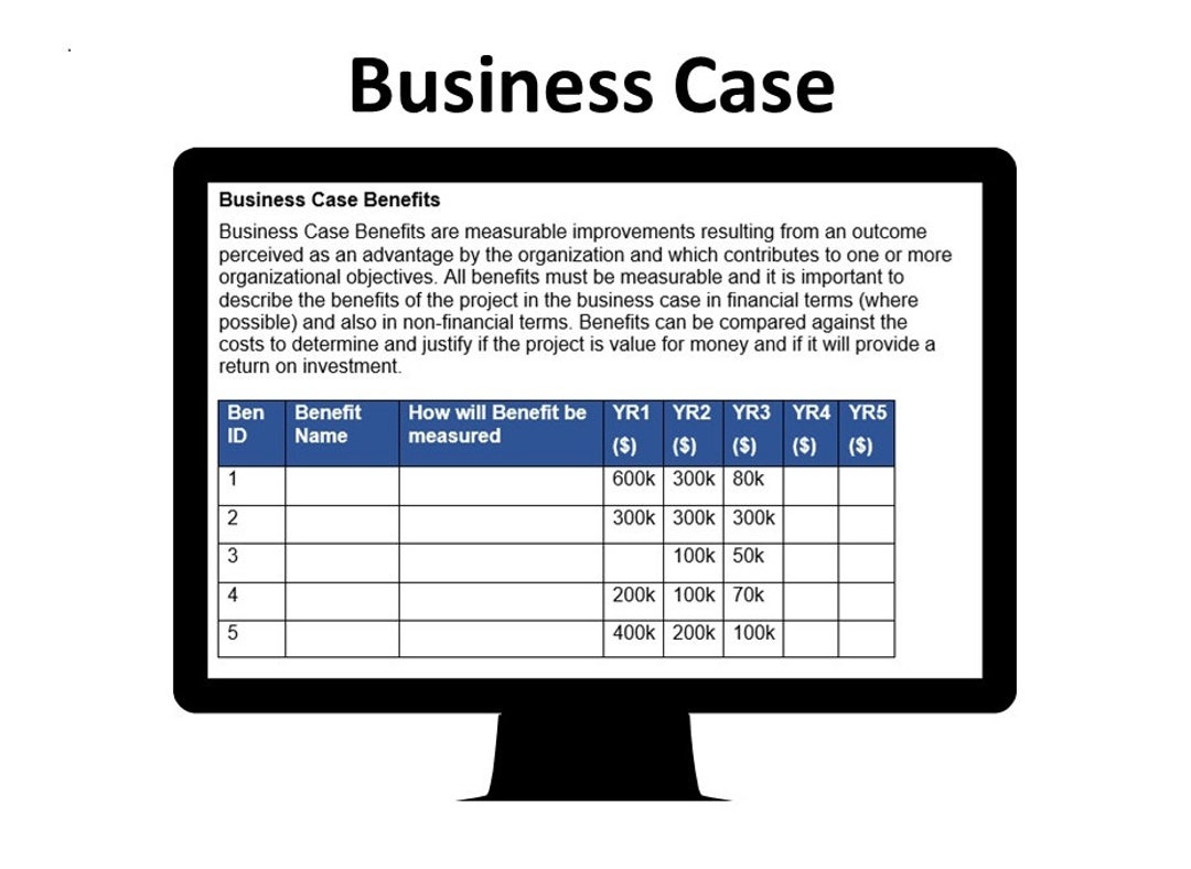 Business Case Project Investment Template PMI APM PRINCE2 - Etsy