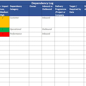 Project RAID Risk Issue Dependency Assumption Log Tool (excel) - Etsy