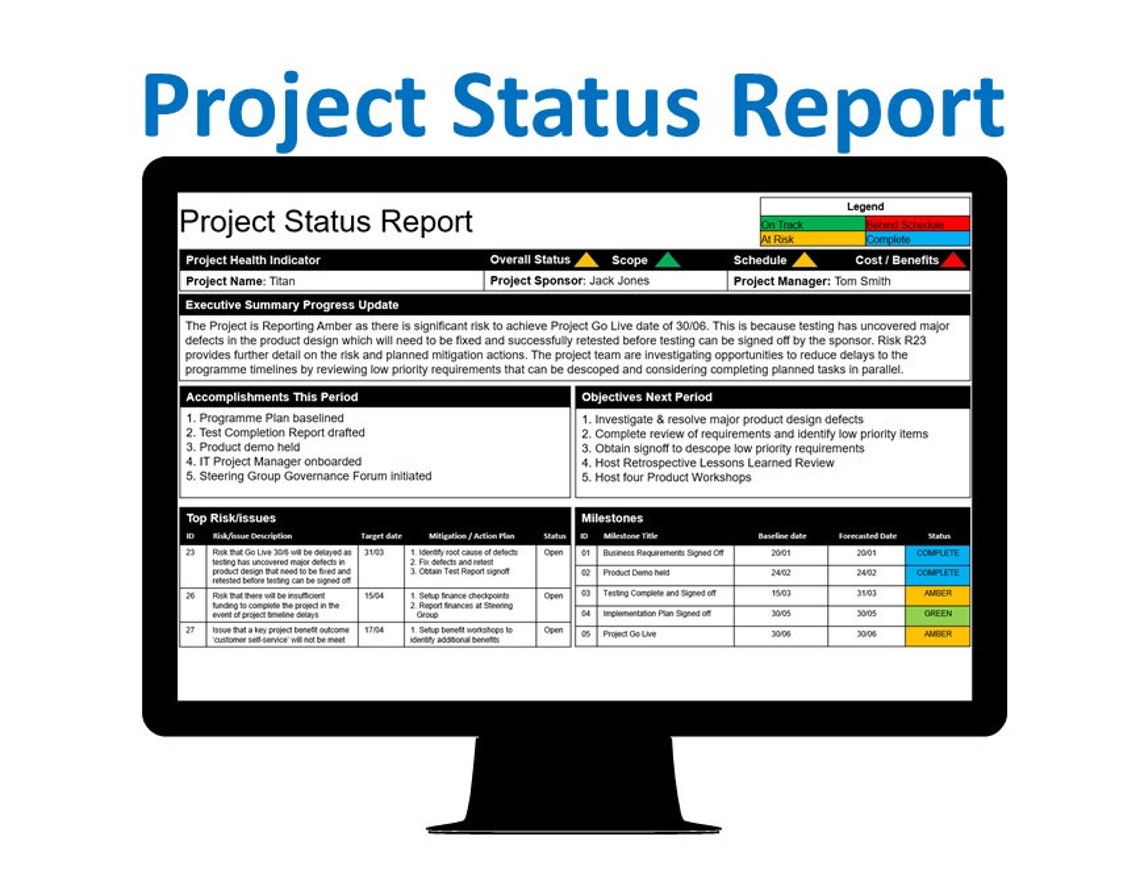 Project Status Report Powerpoint Black - Etsy