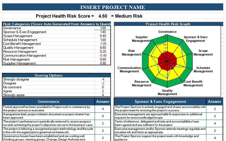 Project Health Check Assessment Tool excel PMI, PRINCE2, APM - Etsy UK