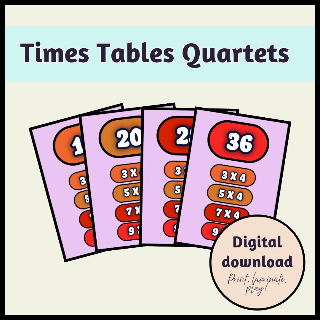 Times Tables Quartets Game | Printable Multiplication Card Game | Fun ...