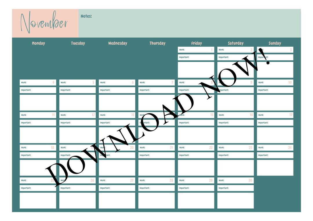 Green & Pink 2024 Downloadable Calender - Etsy