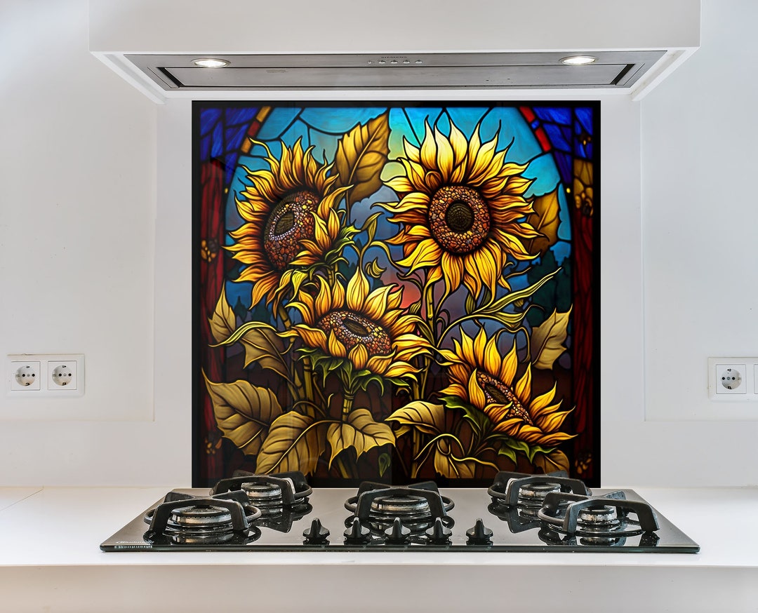 Tempered Glass Backsplash-sunflower Backsplash Tiles-stove Backsplash ...