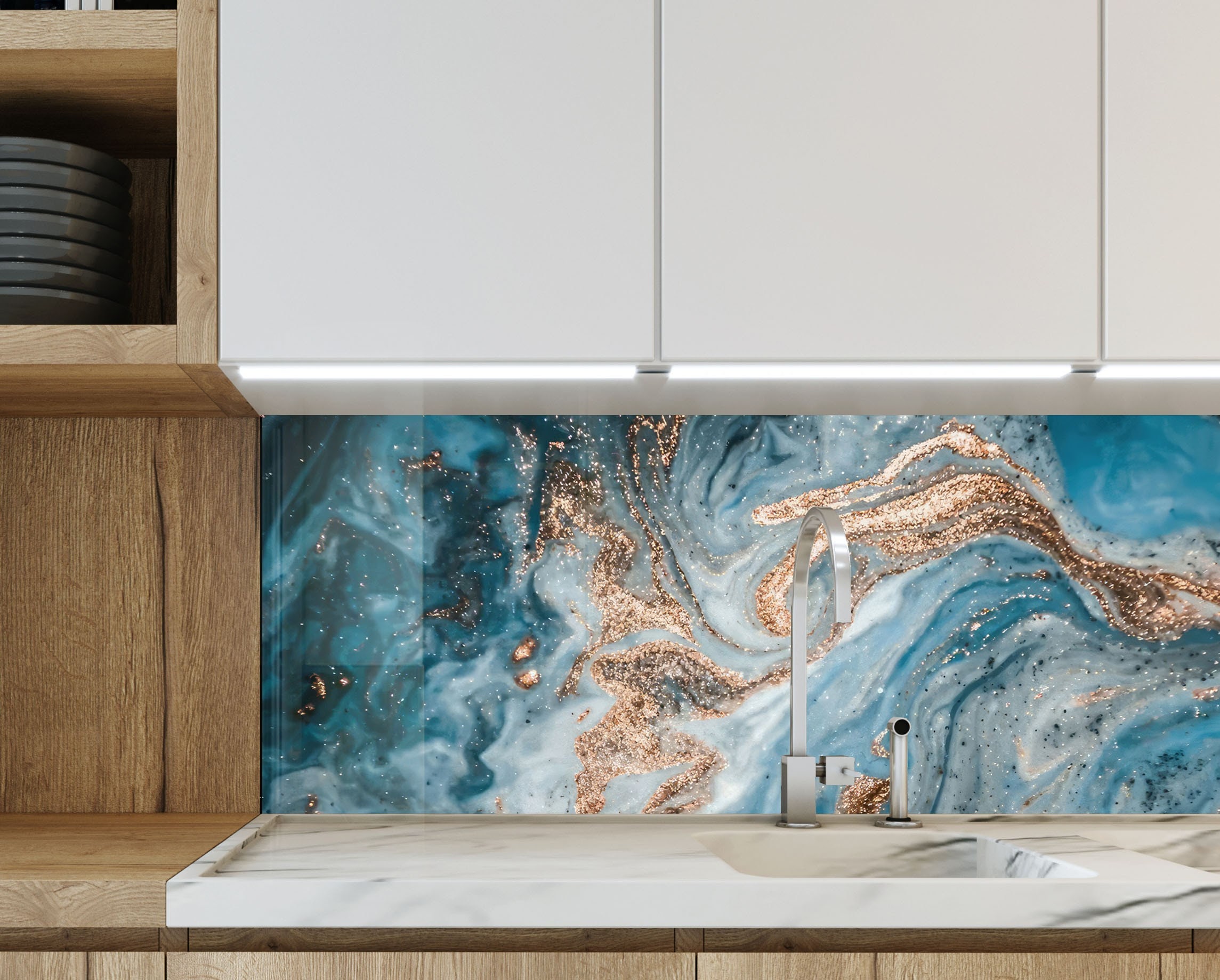 Tempered Glass Backsplash-blue Backsplash Tiles-stove Backsplash for ...