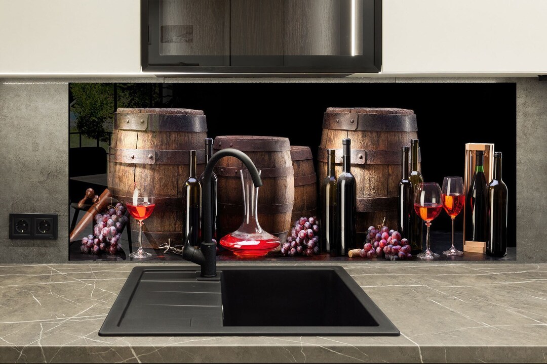 Tempered Glass Wine Backsplash Design-cooker Wall Backsplash Panel ...