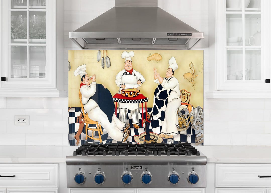 Tempered Glass Kitchen Backsplash: Chef Design, Heat Resistant - Etsy