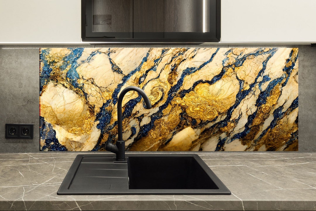 Tempered Glass Backsplash-gold Marble Backsplash Tiles-stove Backsplash ...