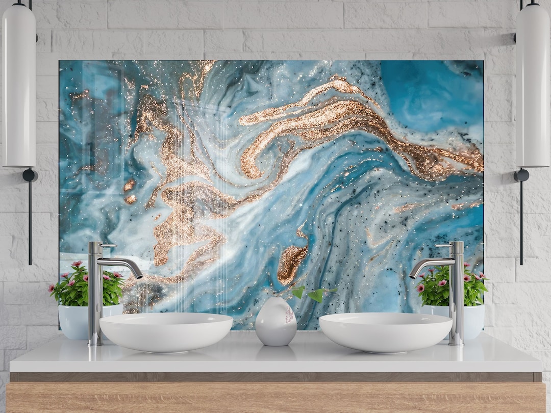 Tempered Glass Backsplash-blue Backsplash S-stove Backsplash for ...