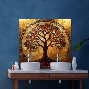 Tempered Glass Backsplash, Life of Tree Backsplash, Metal Backsplash ...