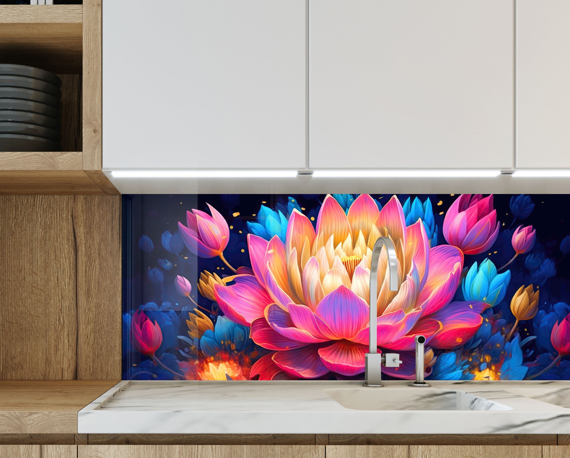 Tempered Glass Backsplash Tile-kitchen Backsplash Tiles-lotus ...