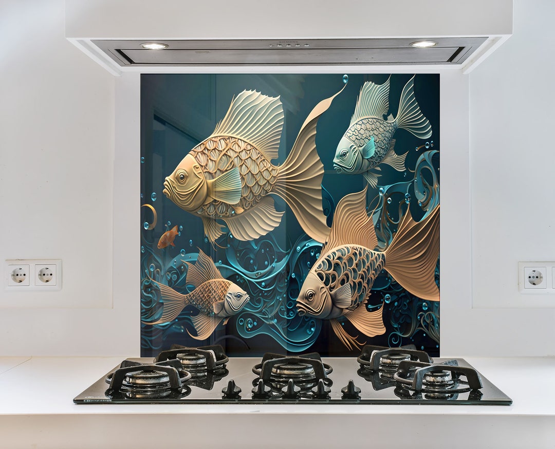 Tempered Glass Backsplash Tile-kitchen Backsplash Tiles-fish Backsplash ...