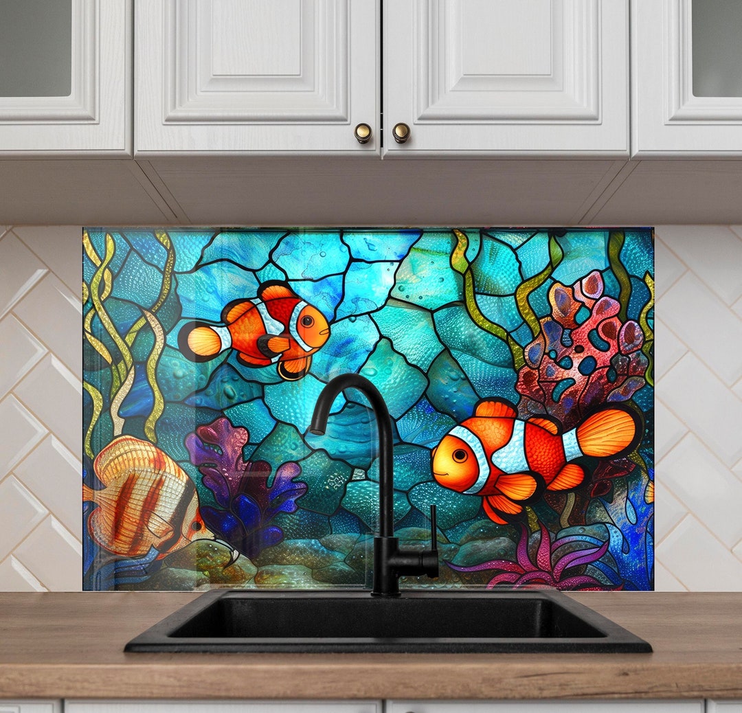Tempered Glass Backsplash-mosaic Fish Backsplash Tiles-fish Backsplash ...