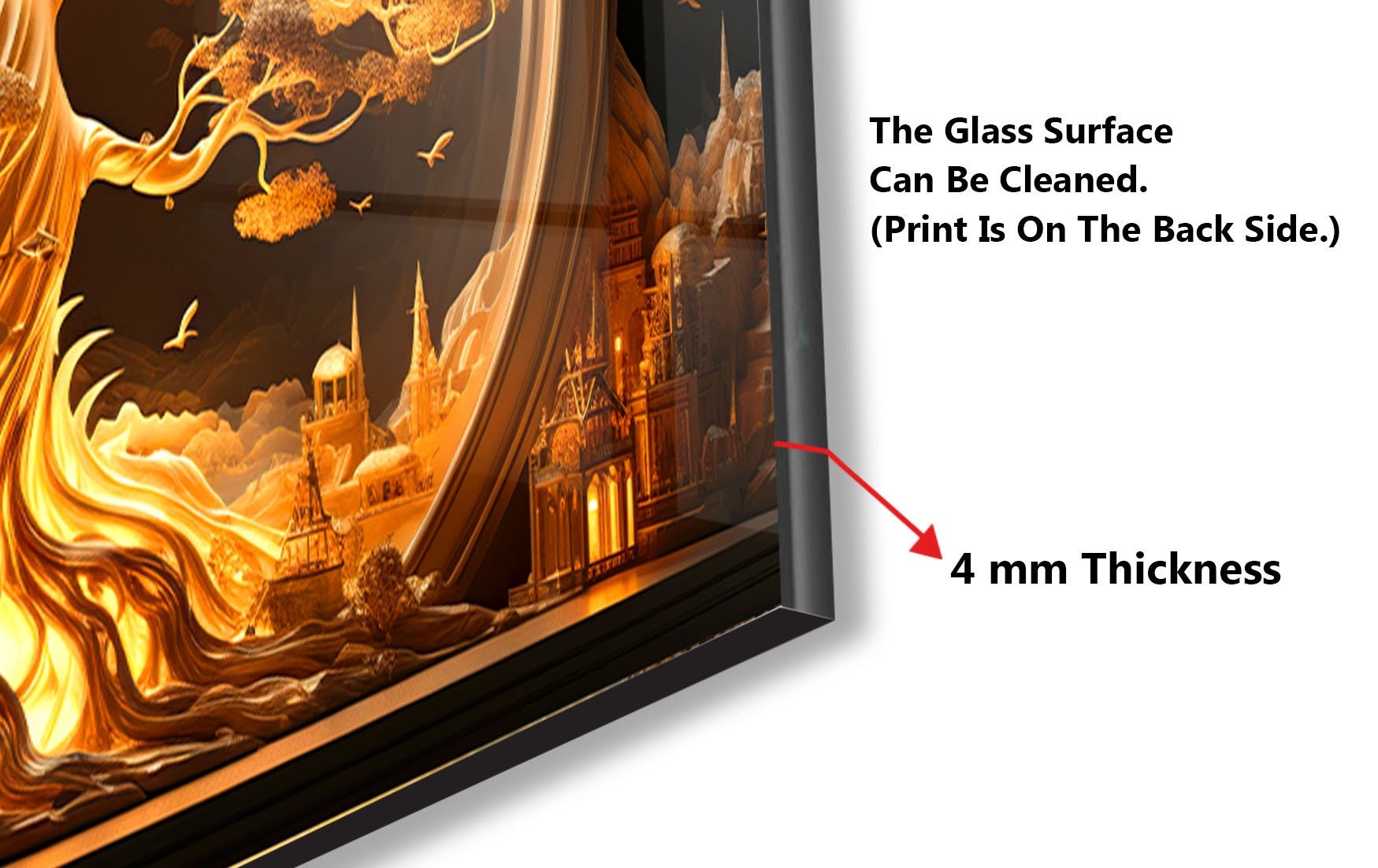 Tempered Glass Backsplash-life of Tree Backsplash Tiles-gold Tree ...