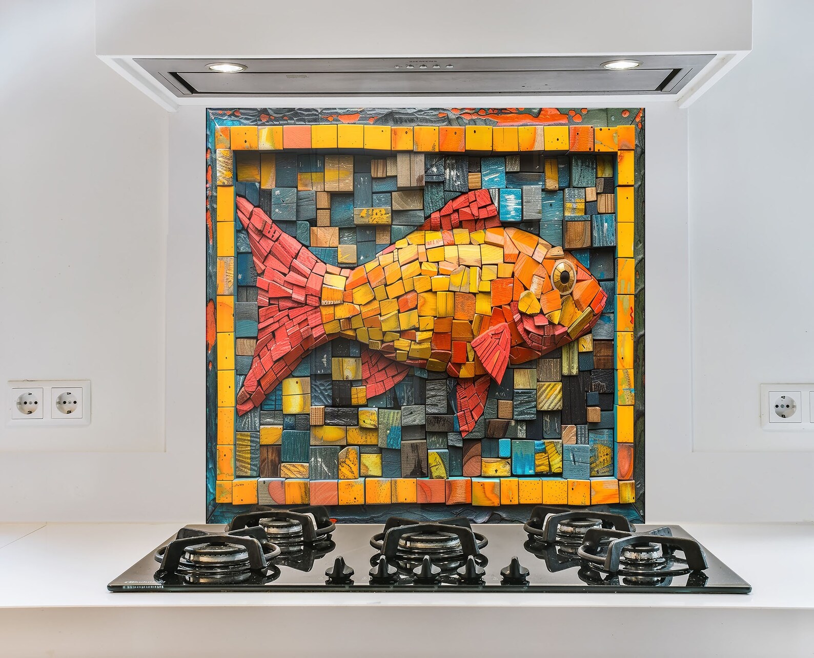Tempered Glass Backsplash-mosaic Fish Backsplash Tiles-fishes ...
