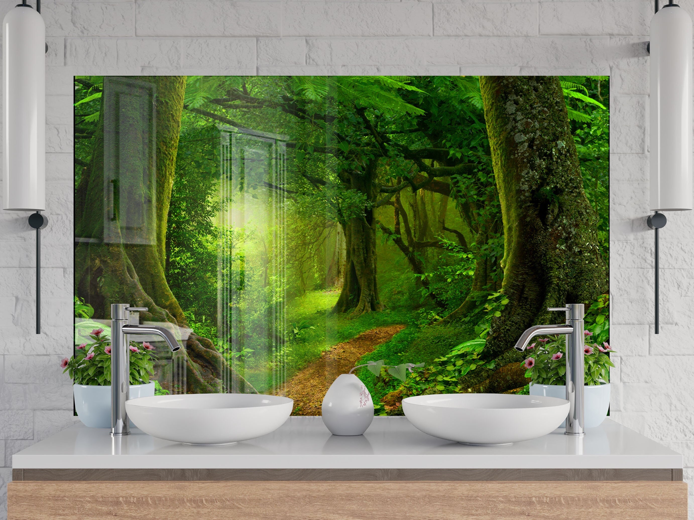 Tempered Glass Backsplash-forest Backsplash Tiles-stove Backsplash for Kitchen Splashback for ...