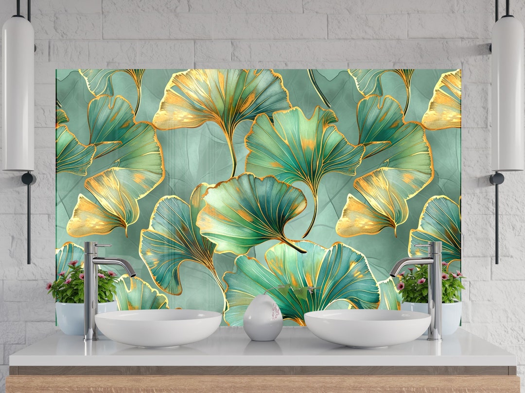 Tempered Glass Backsplash Tile-gold Leaf Backsplash Tiles-stove Backsplash for Kitchen ...