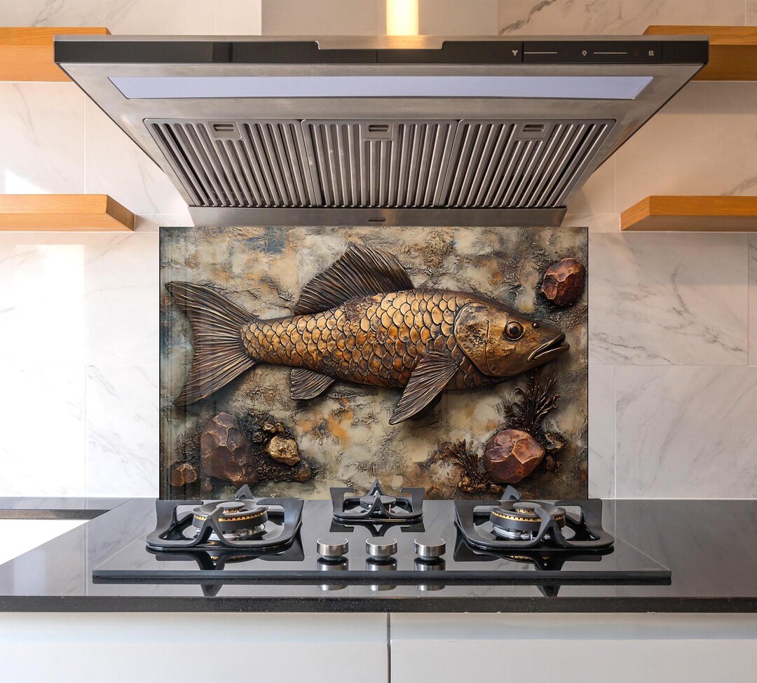 Tempered Glass Backsplash Tile-koi Fish Backsplash-stove Backsplash for ...