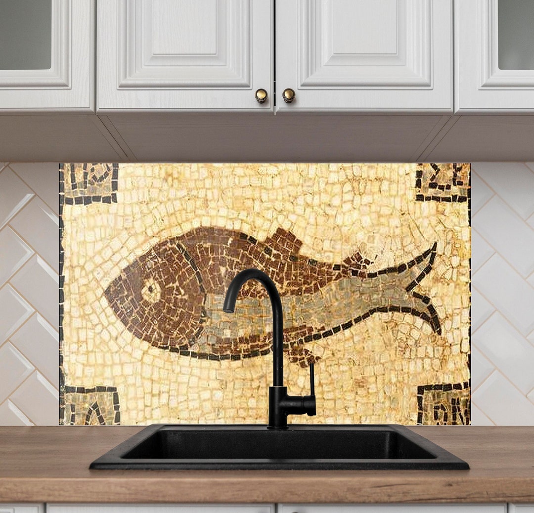 Tempered Glass Backsplash-mosaic Fish Backsplash S-fish Backsplash for ...