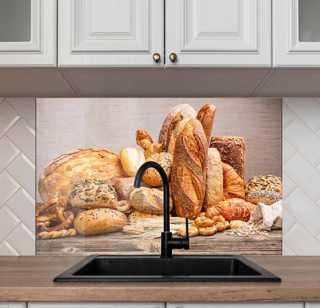 Tempered Glass Backsplash Tile-food Bread Backsplash Tiles-stove ...