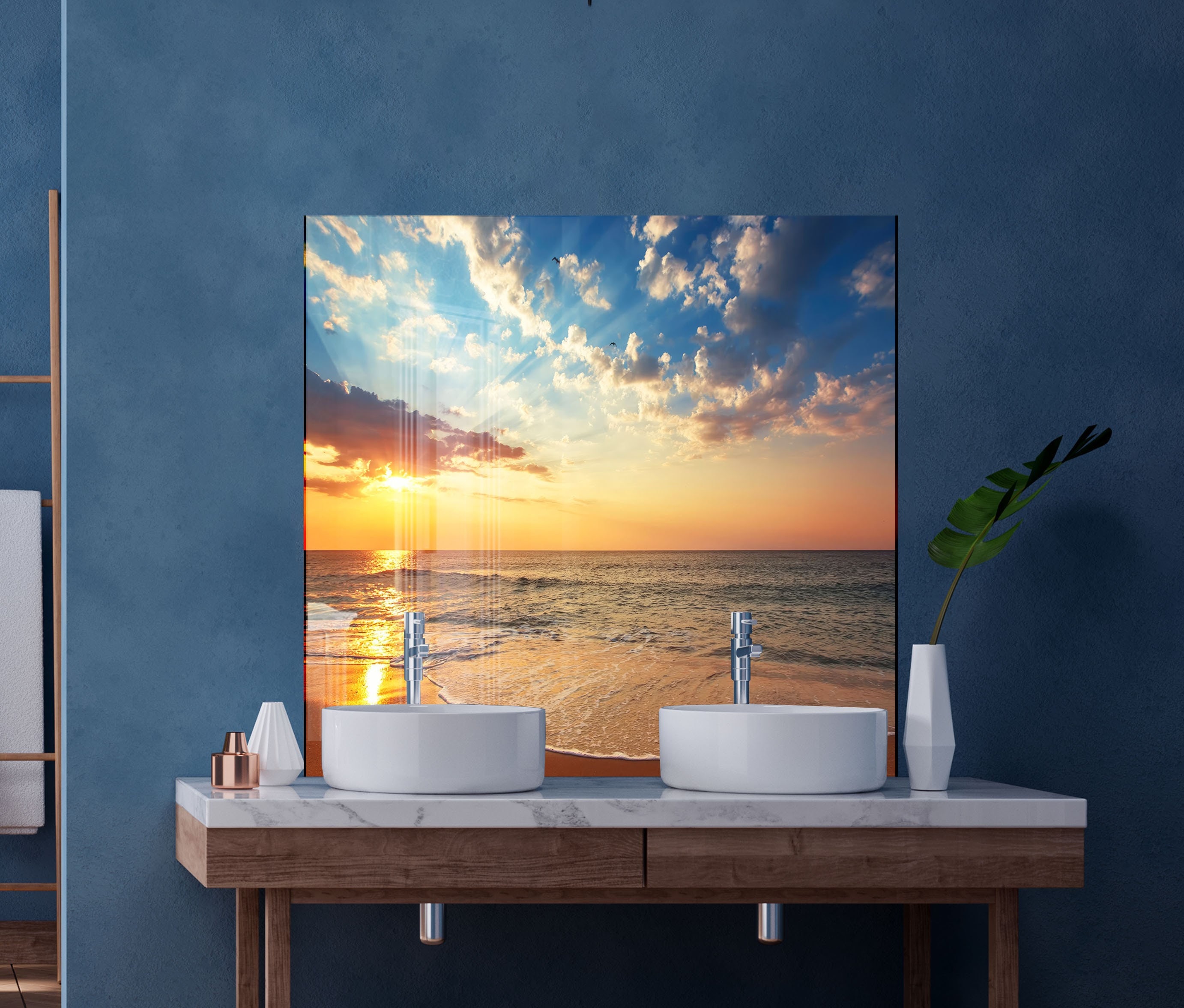 Tempered Glass Sunset Backsplash Design-cooker Wall Backsplash Panel-glass Splashback for ...