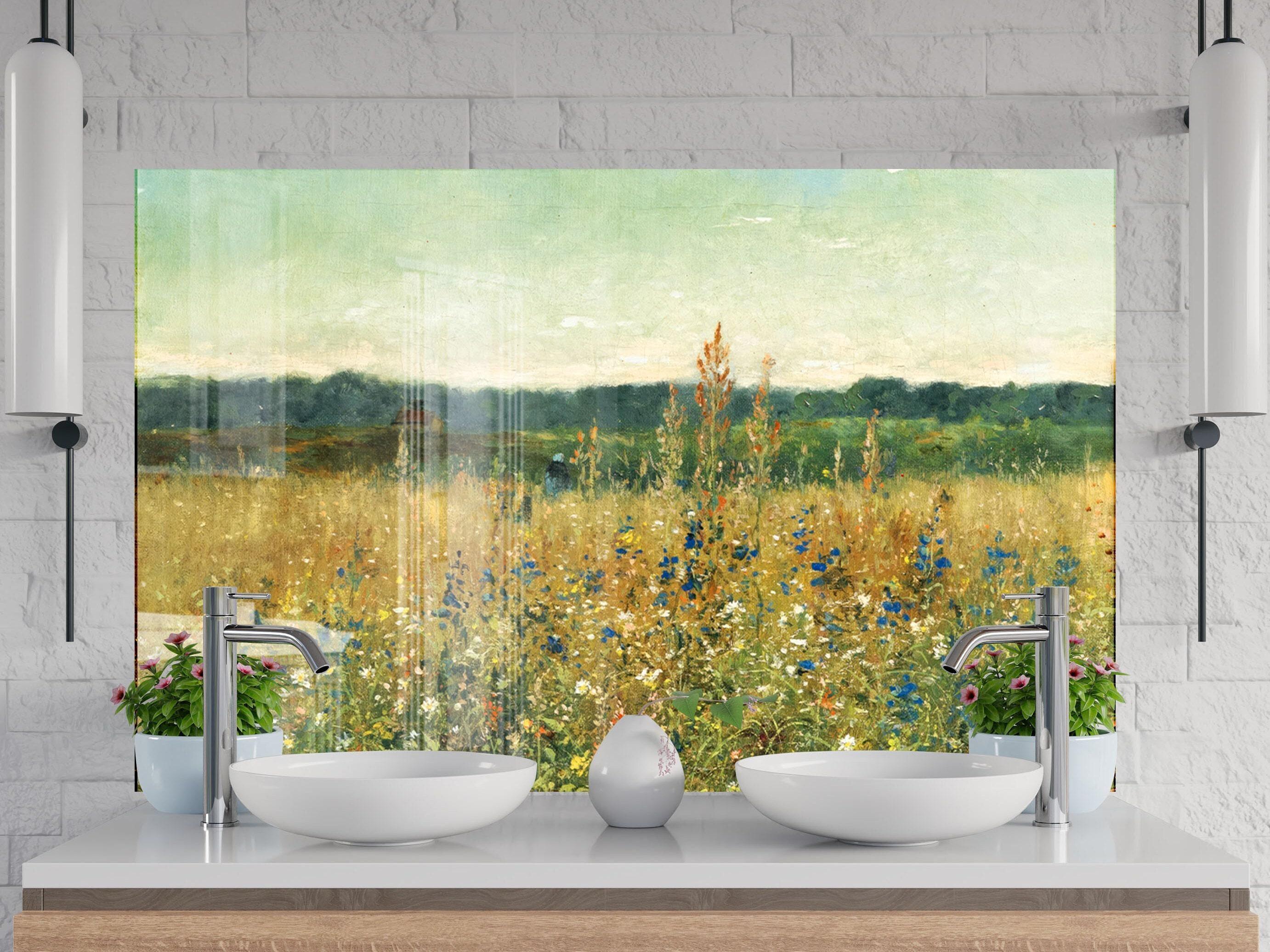 Tempered Glass Kitchen Backsplash: Nature Meadow Scene - Etsy