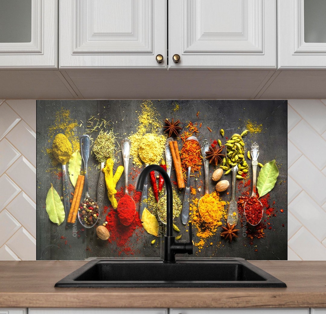 Tempered Glass Backsplash Kitchen Spice Backsplash S-stove Backsplash ...
