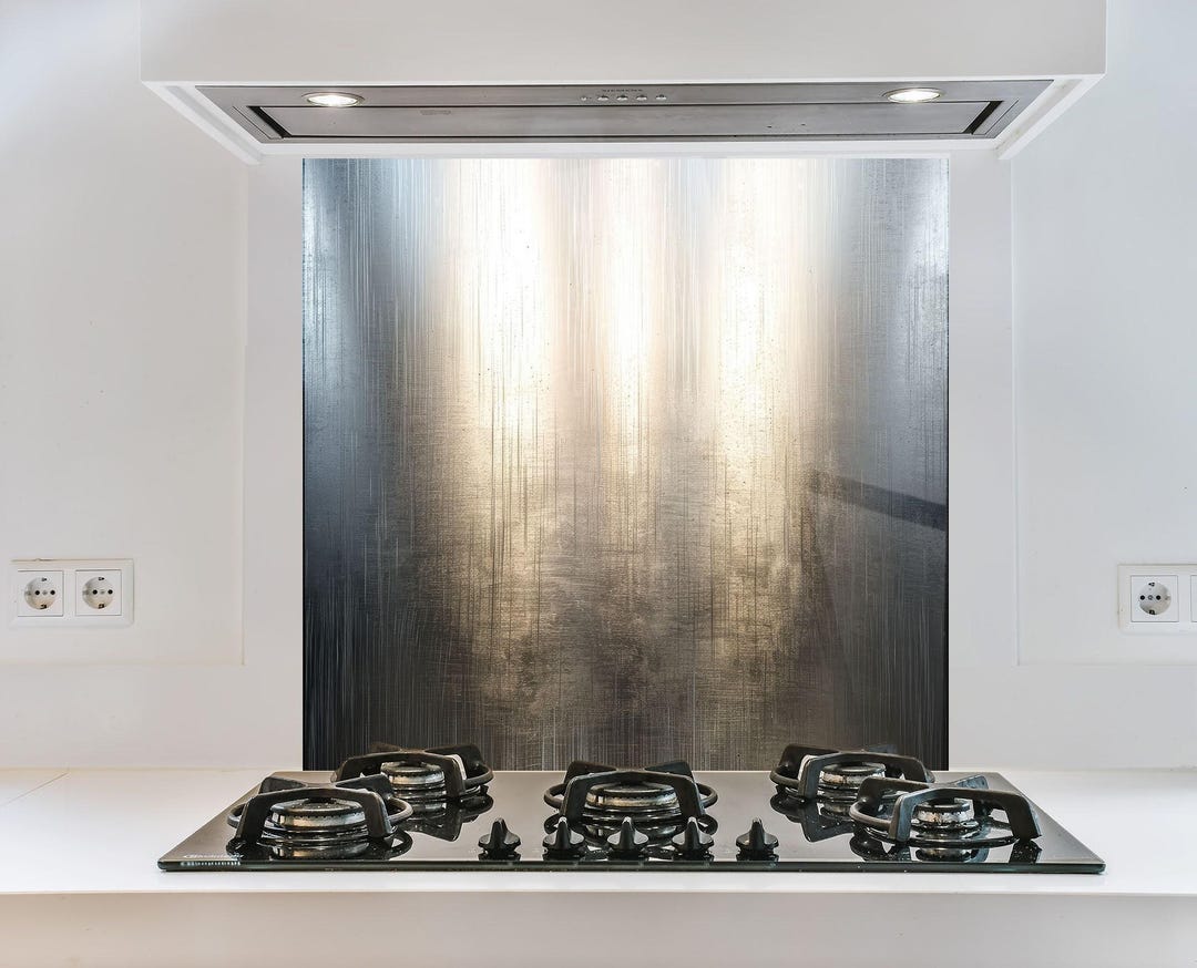 Silver Grey Glass Backsplash Panel, Tempered Glass Kitchen Splashback ...