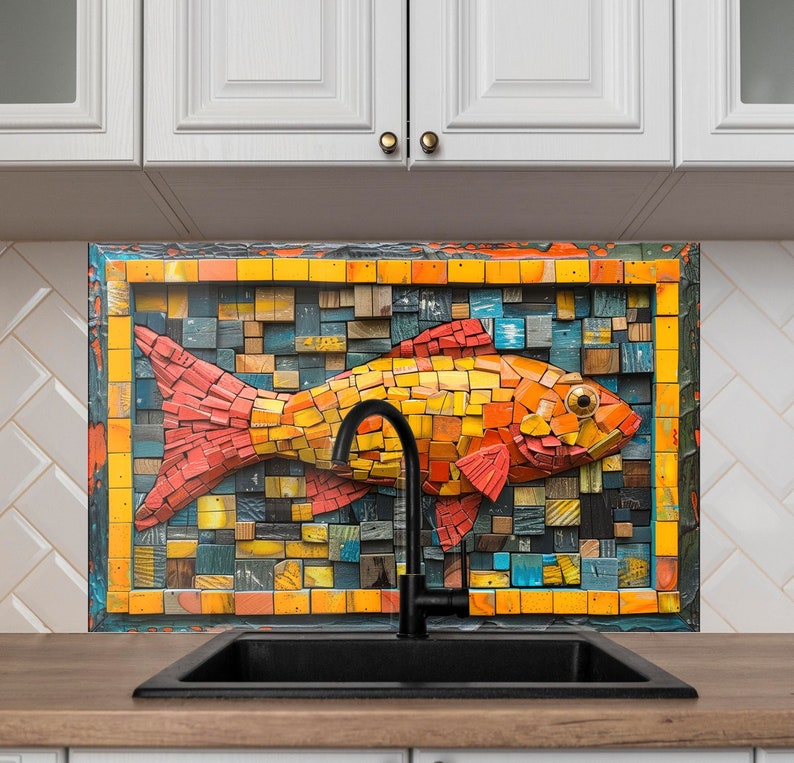 Tempered Glass Backsplash-mosaic Fish Backsplash Tiles-fishes ...