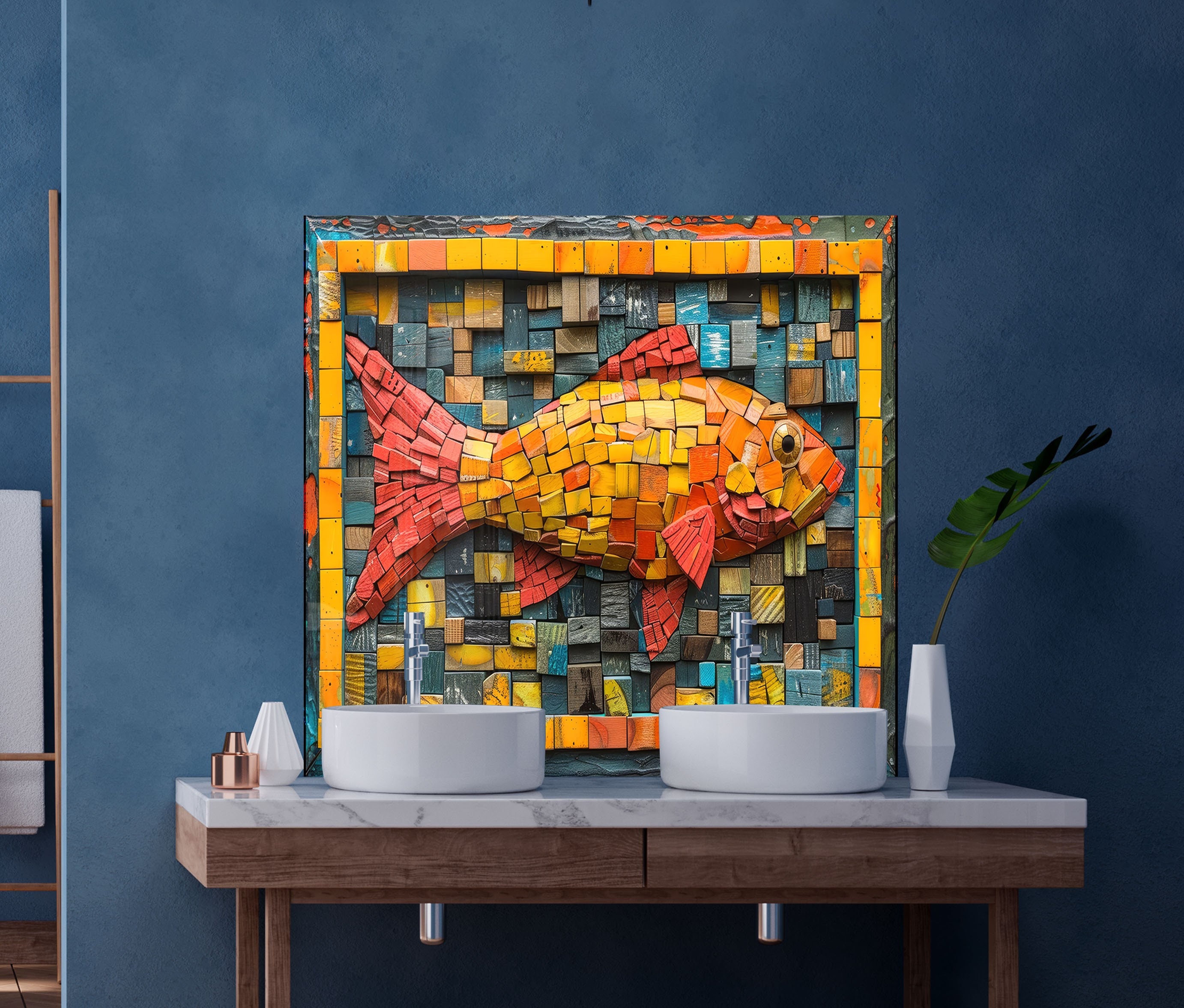 Tempered Glass Backsplash-mosaic Fish Backsplash Tiles-fishes ...