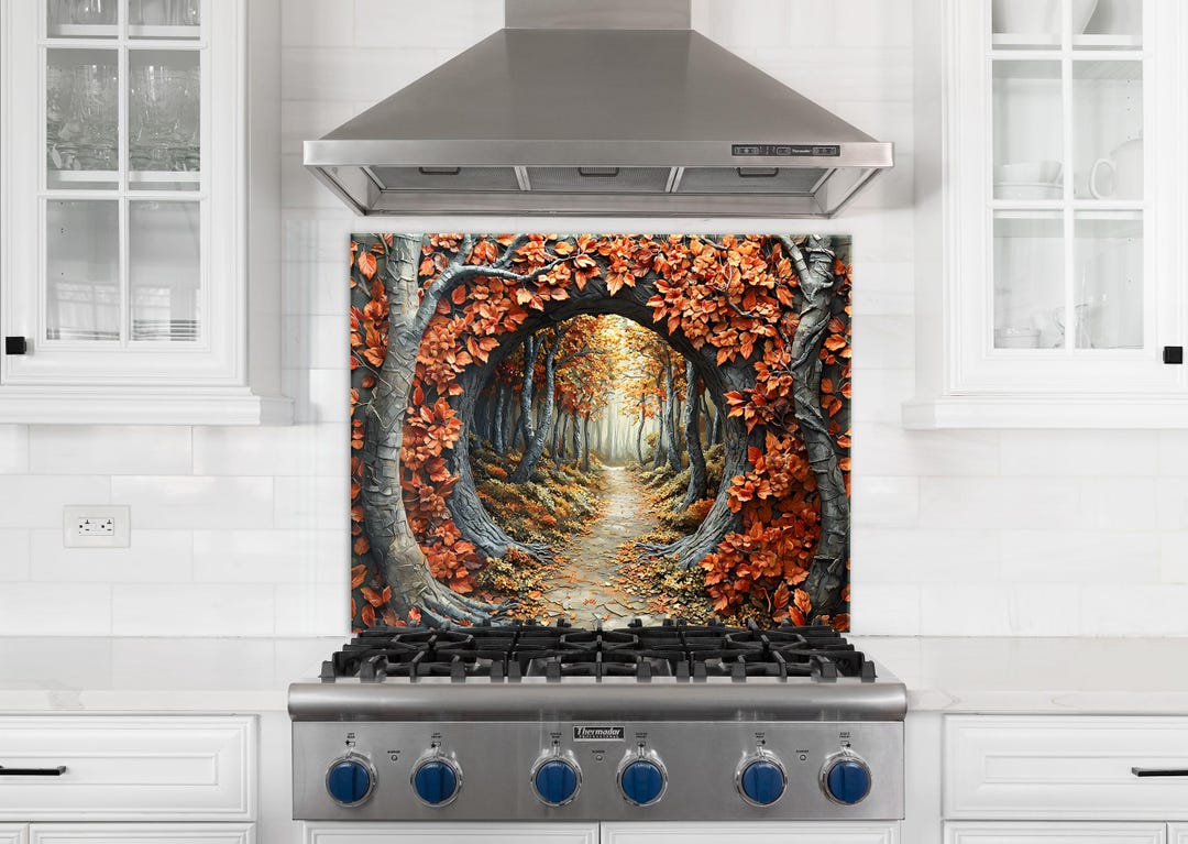 Tempered Glass Backsplash-forest Backsplash Tiles-stove Backsplash for Kitchen Splashback for ...