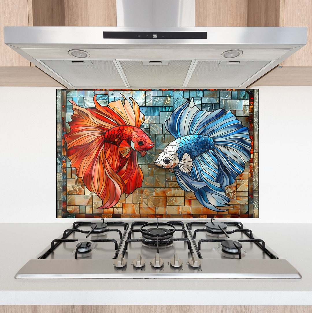 Tempered Glass Backsplash-koi Fish Backsplash S-mosaic Backsplash ...