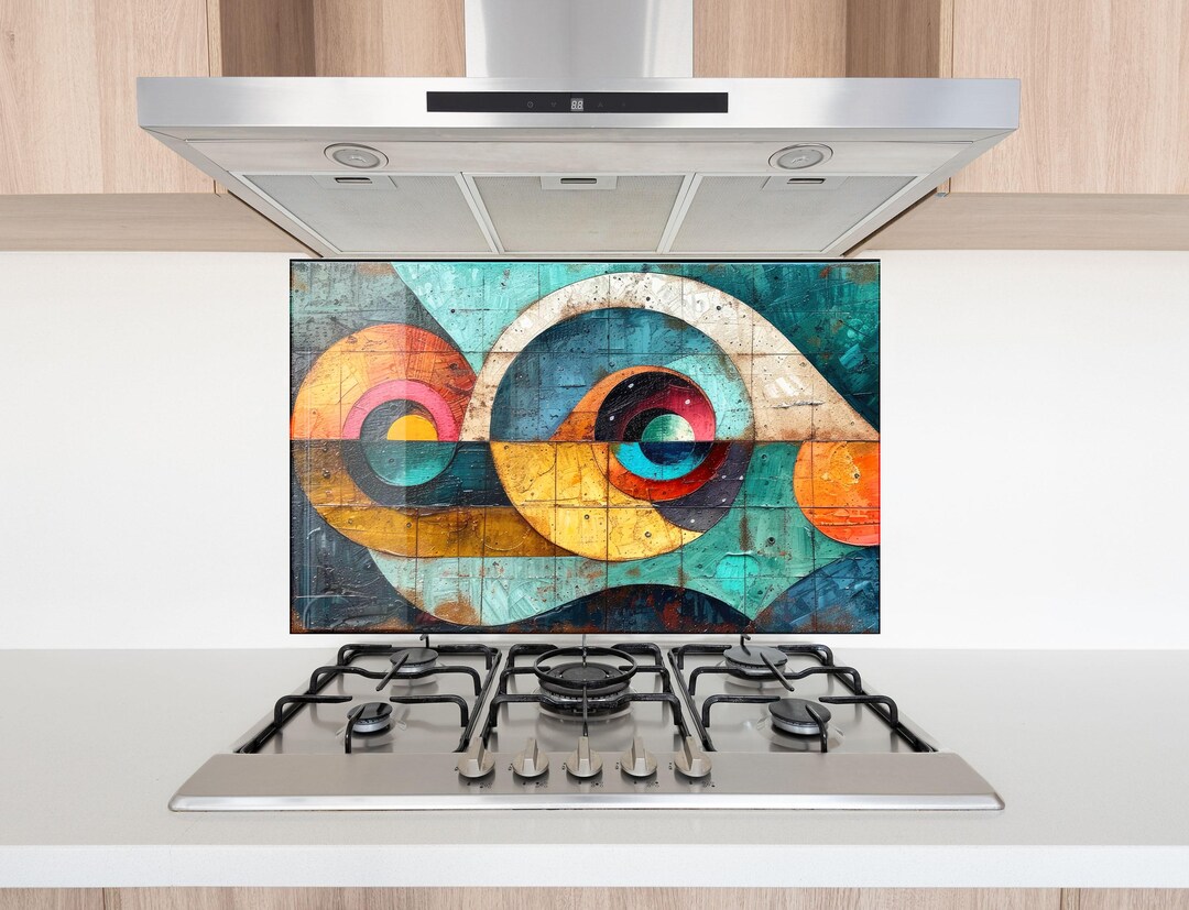 Colorful Tempered Glass Kitchen Backsplash: Stained Abstract Glass ...