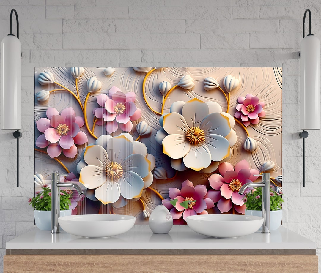 Tempered Glass Backsplash Tile-flower Backsplash Tiles-stove Backsplash ...