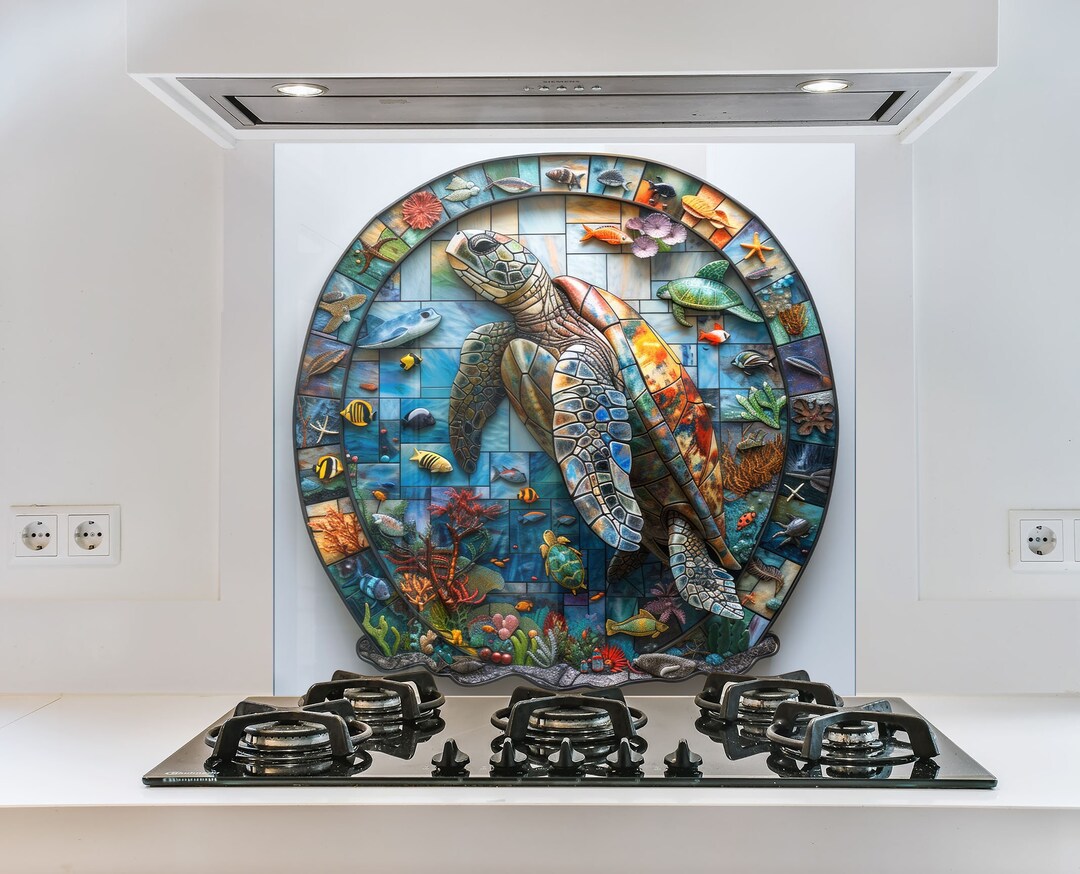Tempered Glass Backsplash-sea Turtle Backsplash S-aquarium Backsplash ...