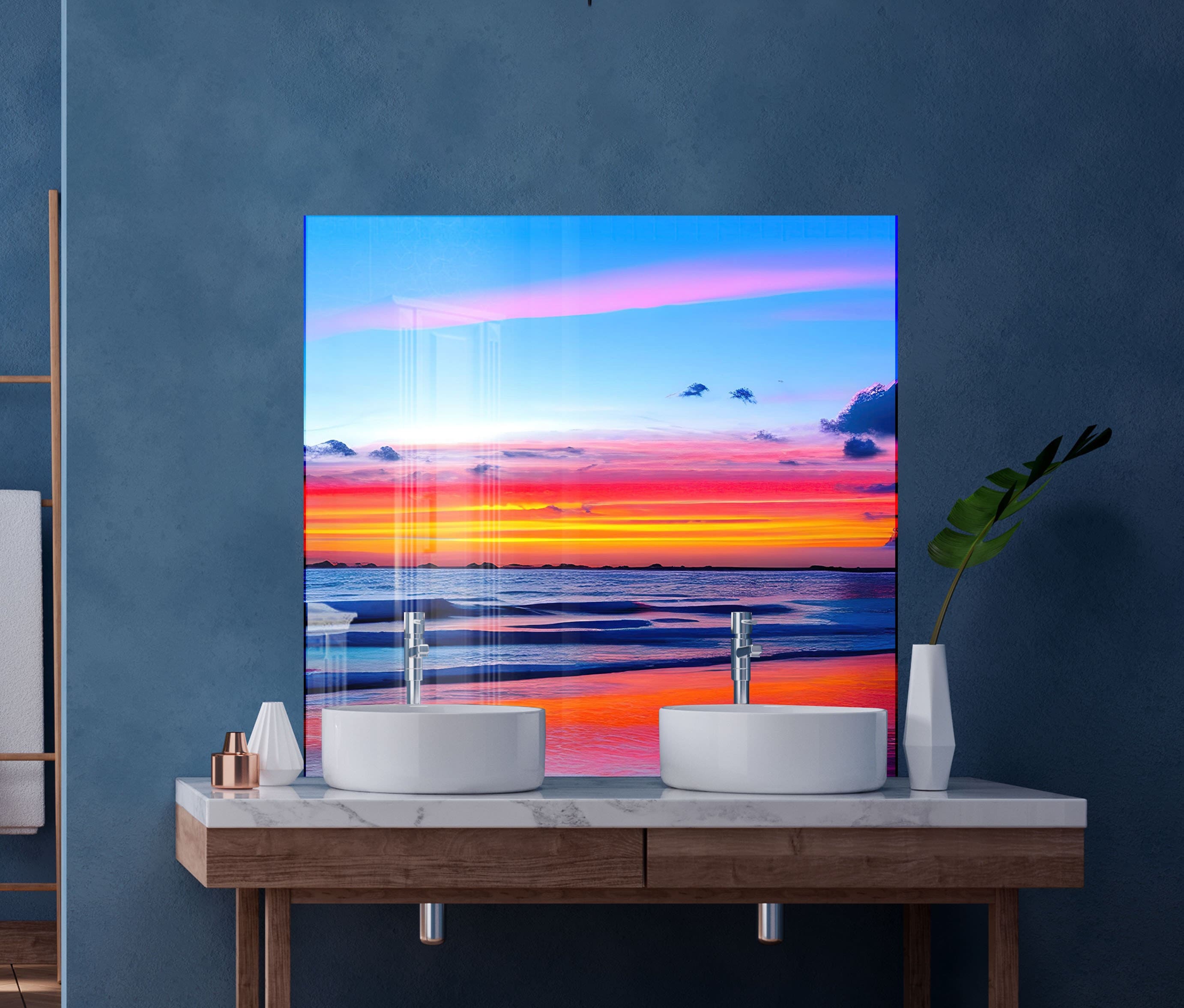 Tempered Glass Sunset Backsplash Design-cooker Wall Backsplash Panel ...