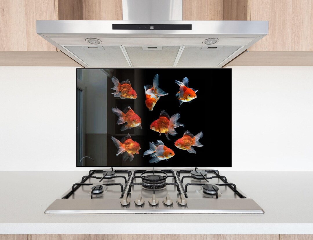 Colorful Fish Aquarium Tempered Glass Kitchen Backsplash, Kitchen Stove ...