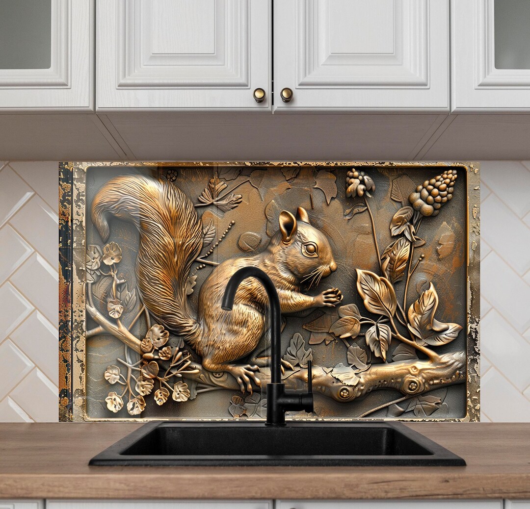 Tempered Glass Backsplash-squirrel Backsplash S-animal Backsplash ...