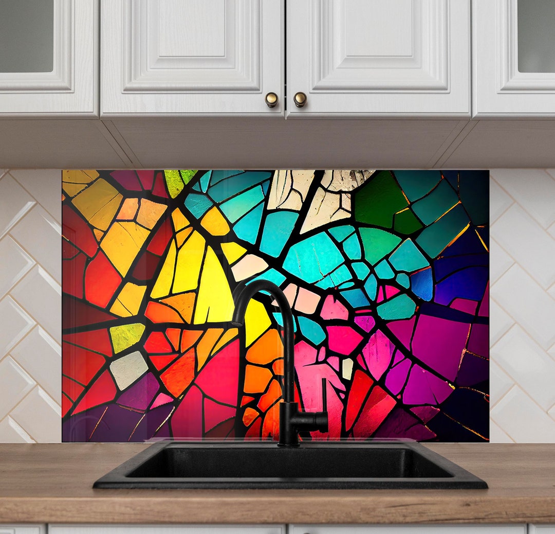 Tempered Glass Stained Backsplash Design-cooker Wall Backsplash Panel ...