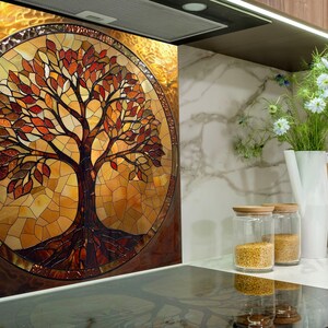 Tempered Glass Backsplash, Life of Tree Backsplash, Metal Backsplash ...