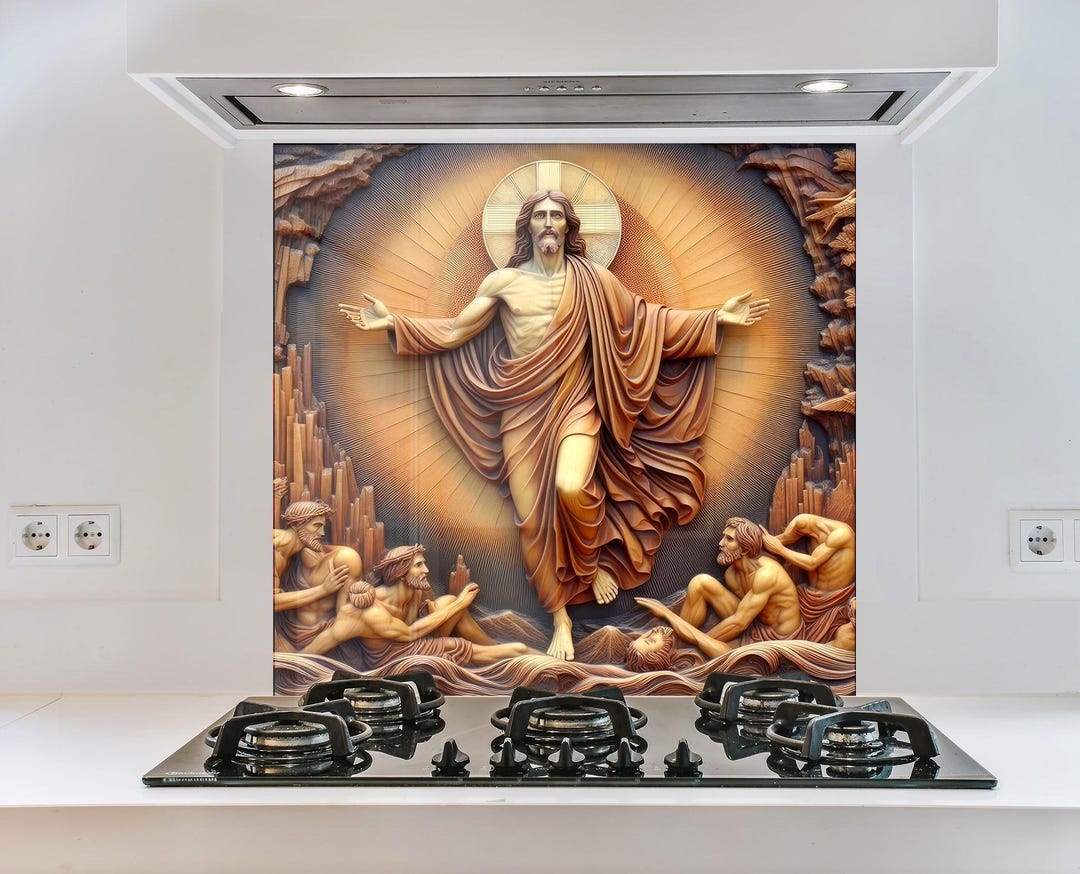 Tempered Glass Backsplash-jesus Backsplash Tiles-metal Backsplash for ...