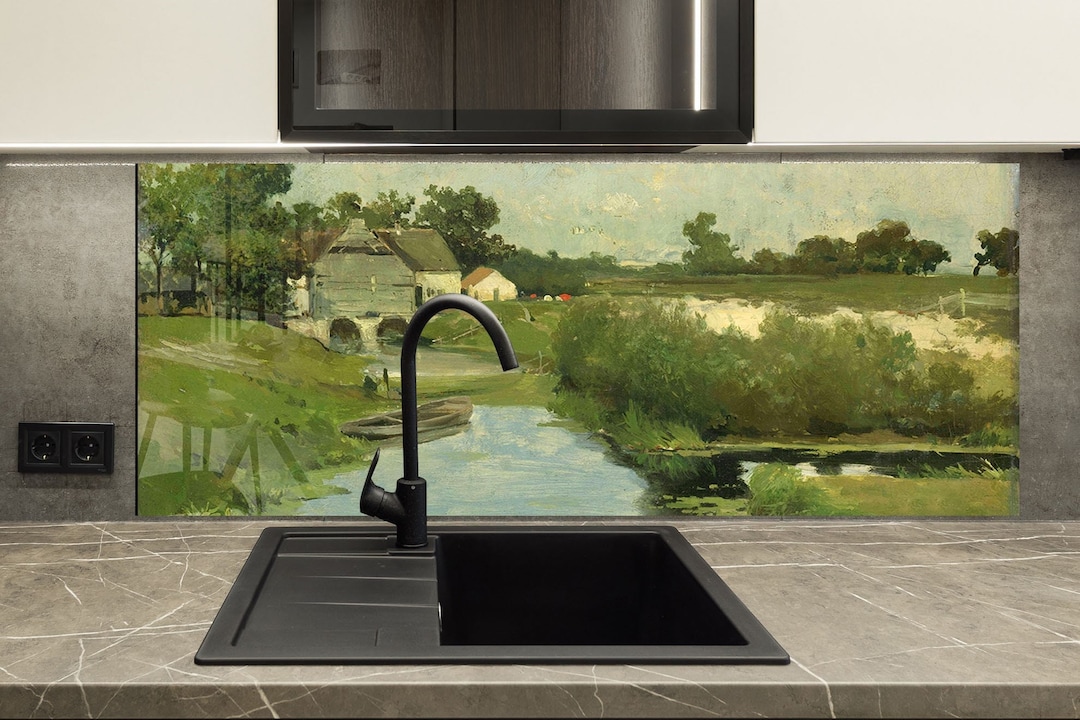 Tempered Glass Backsplash -vintage Backsplash S-stove Backsplash for ...